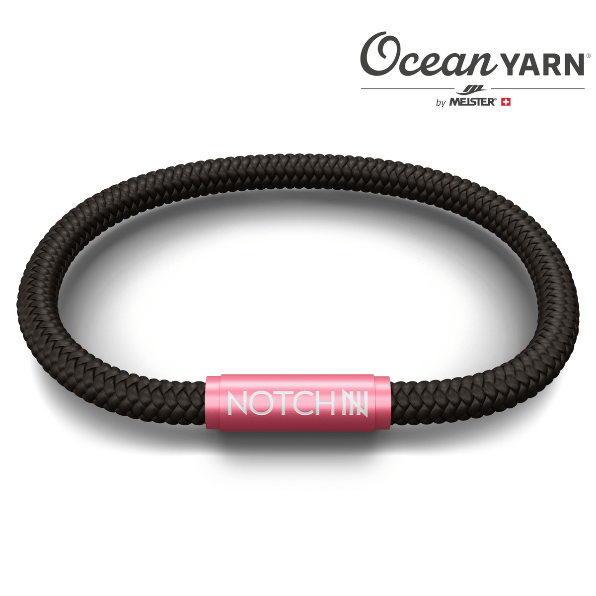 Sustainable OceanYarn NOTCH Bracelet - Jet Black with Pink Clasp – NOTCH®