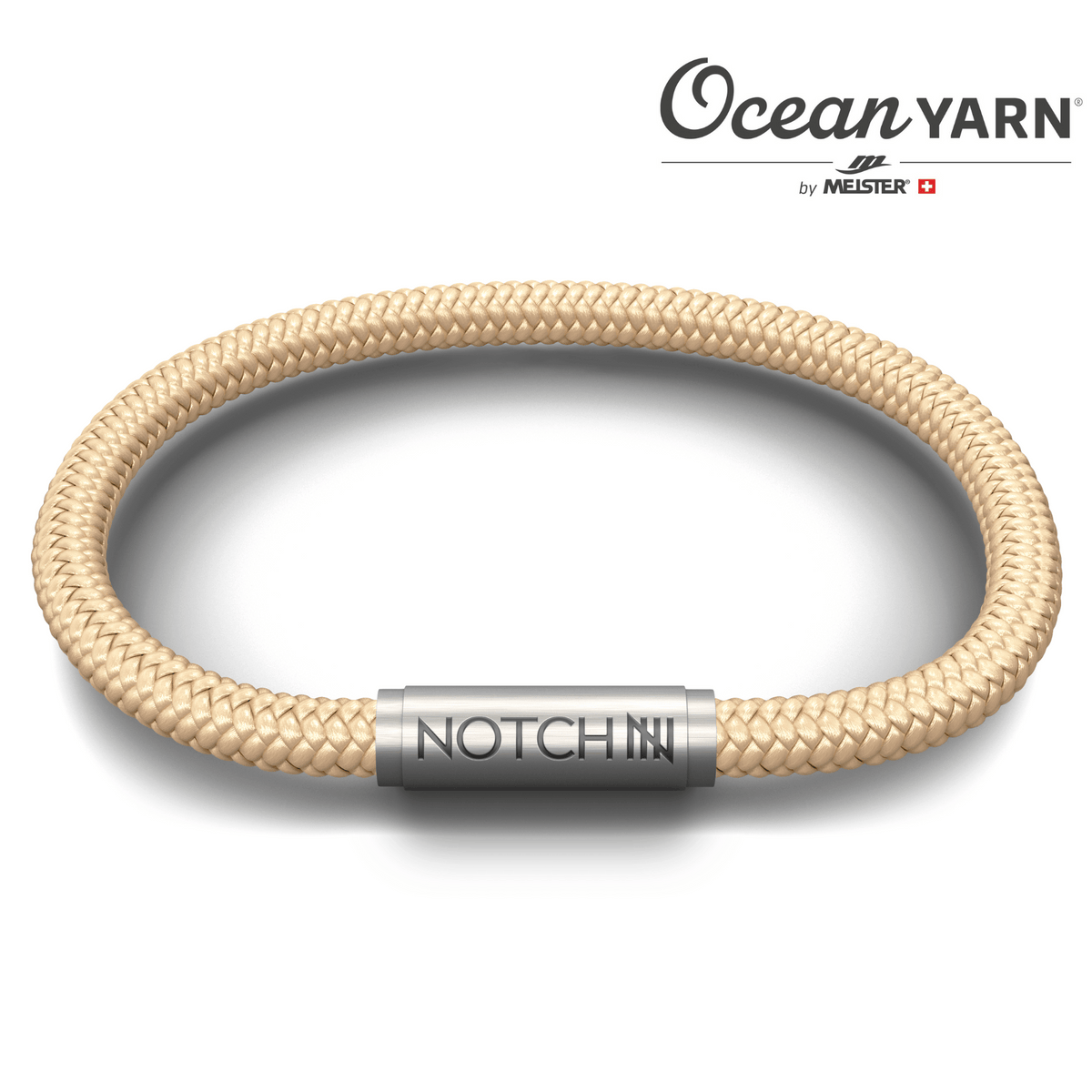Sustainable OceanYarn NOTCH Bracelet - Sand with Stainless Steel Clasp ...