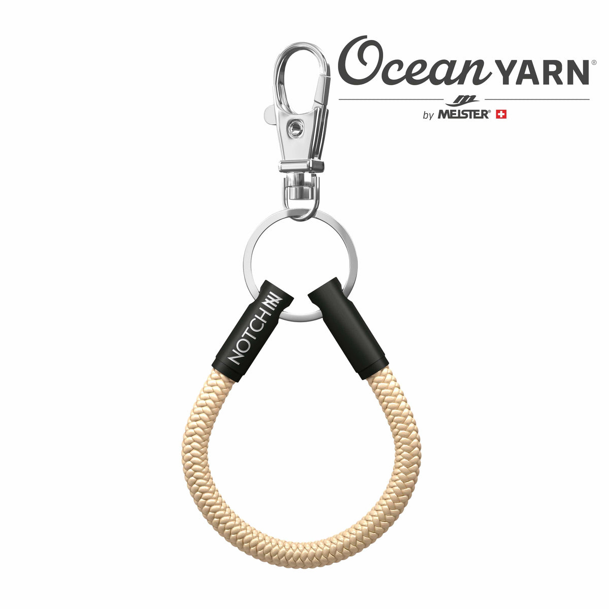 Sustainable OceanYarn NOTCH Loop - Sand with black aluminium ends by t ...